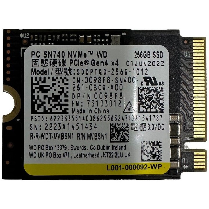 Solid State Drive (SSD) WD SN740 NVMe Bulk, 256GB - eMAG.bg