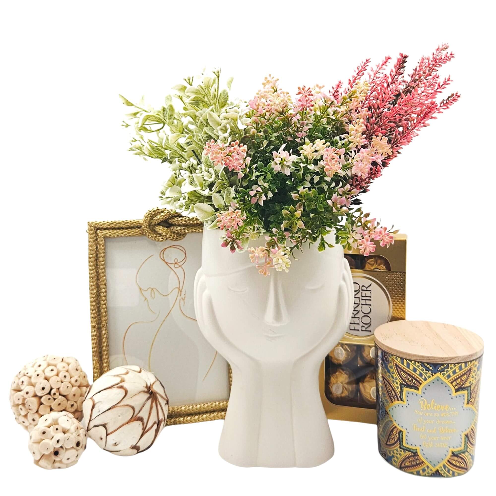 Cutie Cadou Floral Folly and Golden Glitz cu Vaza flori decorativa alba ...