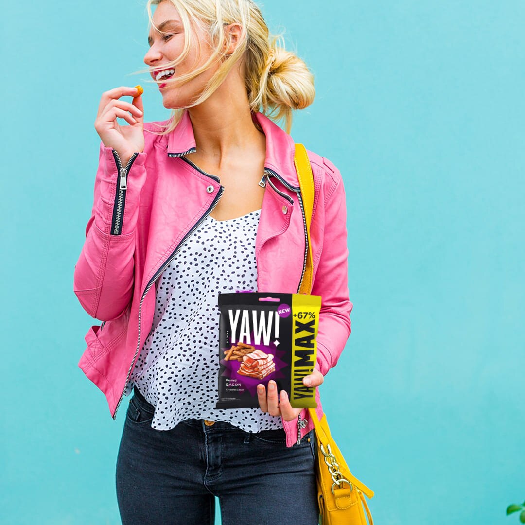 Snacks Pesmeti Yaw! Sticks cu bacon, - Cutie 24 pungi X 60 g - eMAG.ro