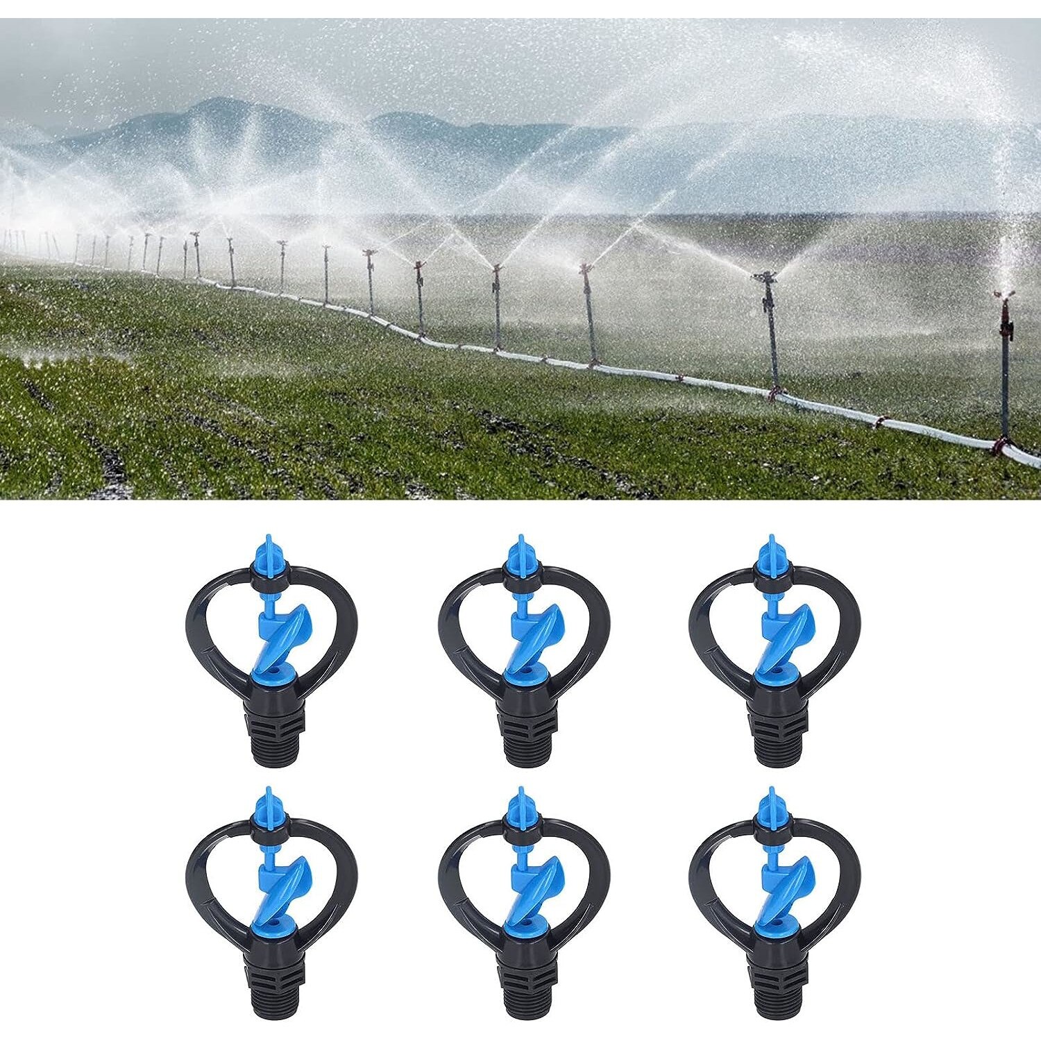 Set 4 aspersoare gradina, Rotire 360°, Plastic, Albastru/Negru - eMAG.ro