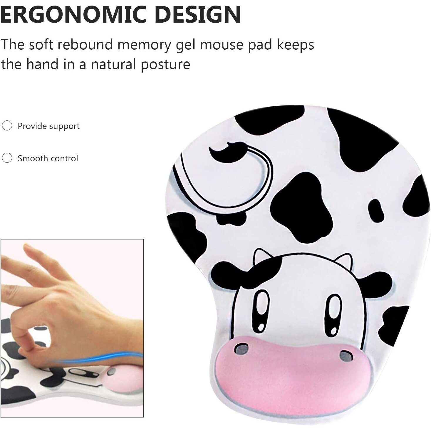 Mouse Pad ergonomic, Cauciuc, Suport pentru incheietura mainii, Alb ...