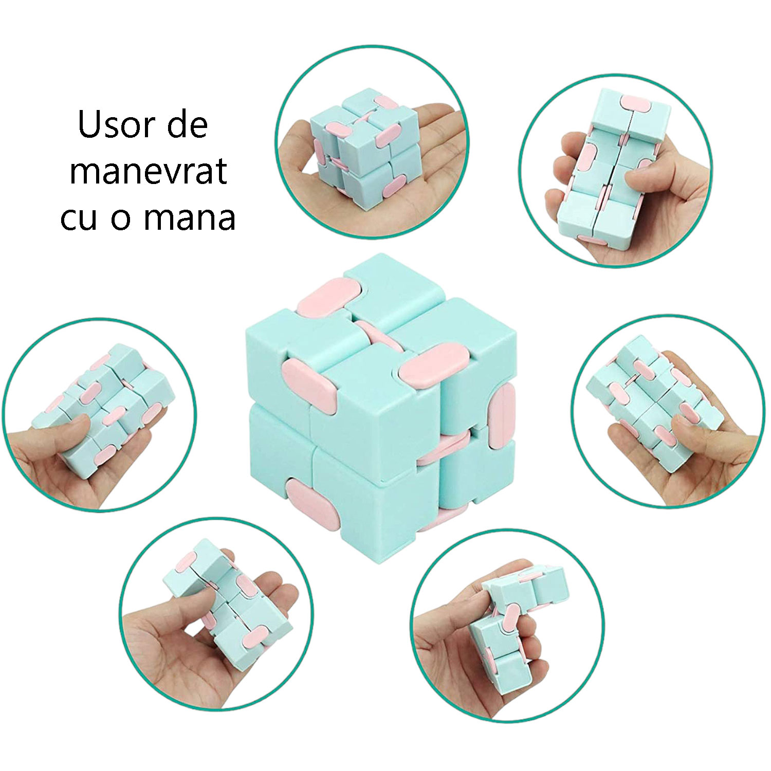 Антистрес куб, Infinity Magic Cube, Fidget Toy, Tzachebot®, син, 4x4x4 ...