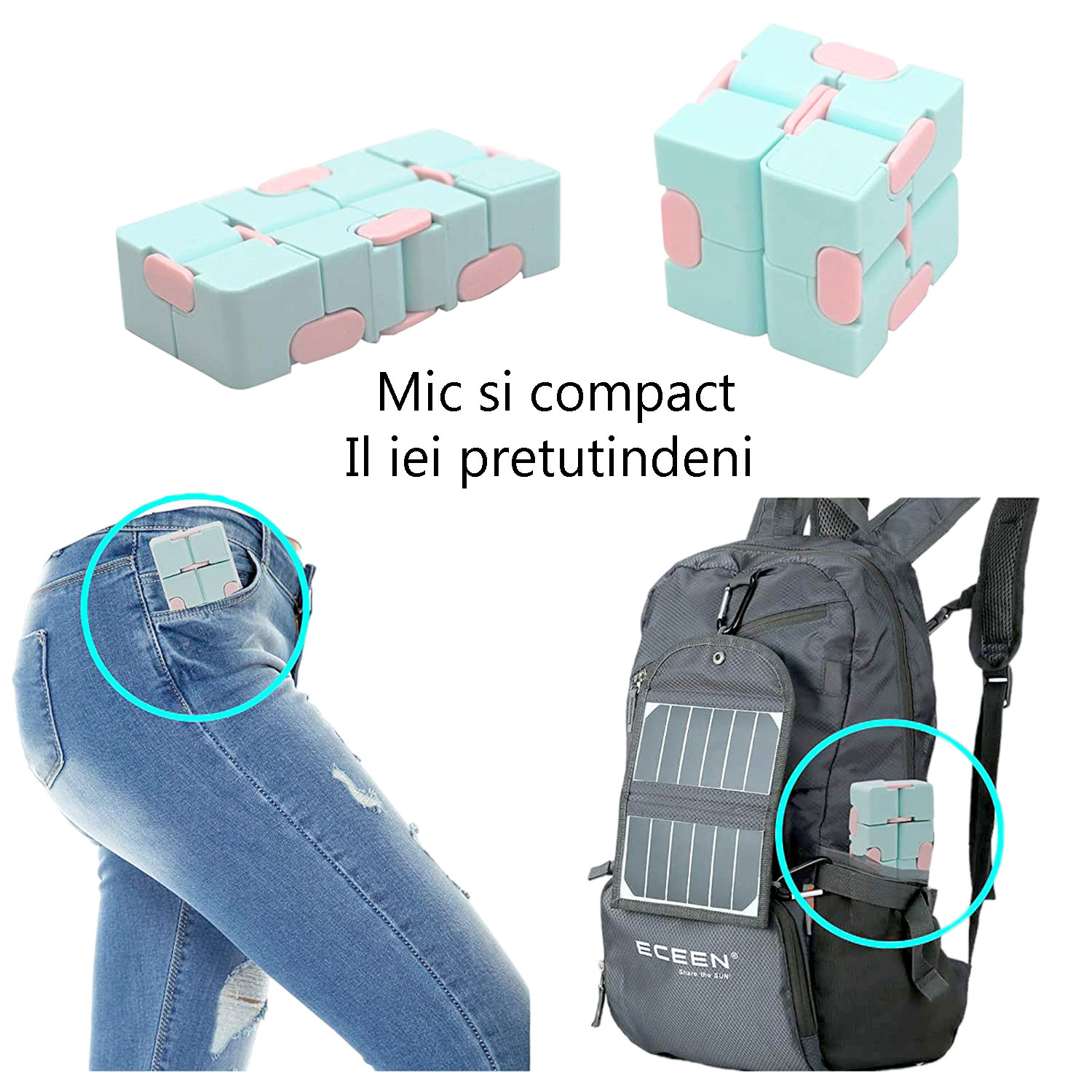 Антистрес куб, Infinity Magic Cube, Fidget Toy, Tzachebot®, син, 4x4x4 ...