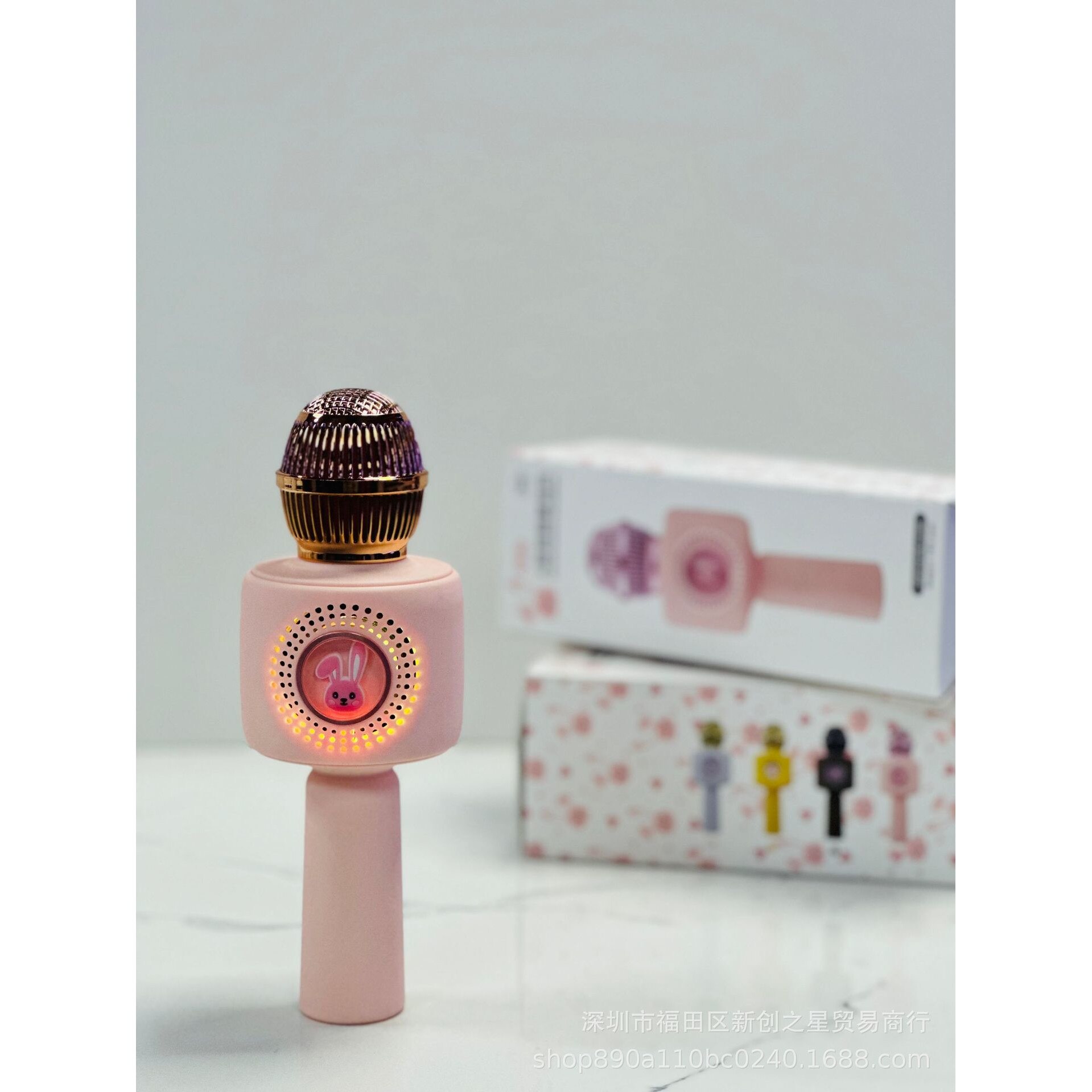 Microfon Karaoke pentru copii, OnePepito X9, Bluetooth, Lumina RGB ...