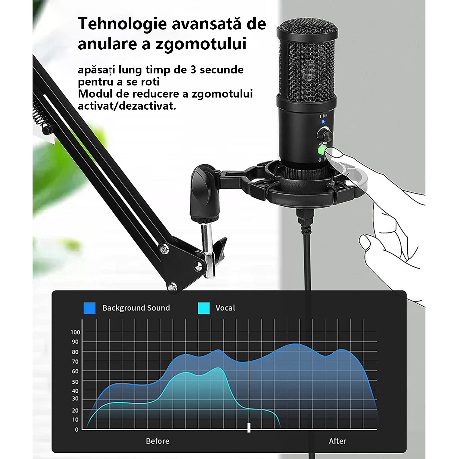 Kit microfon condensator USB - eMAG.ro