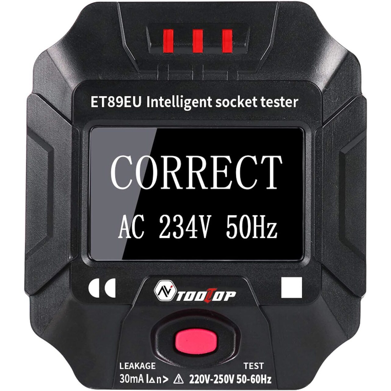 Tester de priza electrica, Afisaj LCD, Tester RCD, 30 mA, 220V + 20V ...