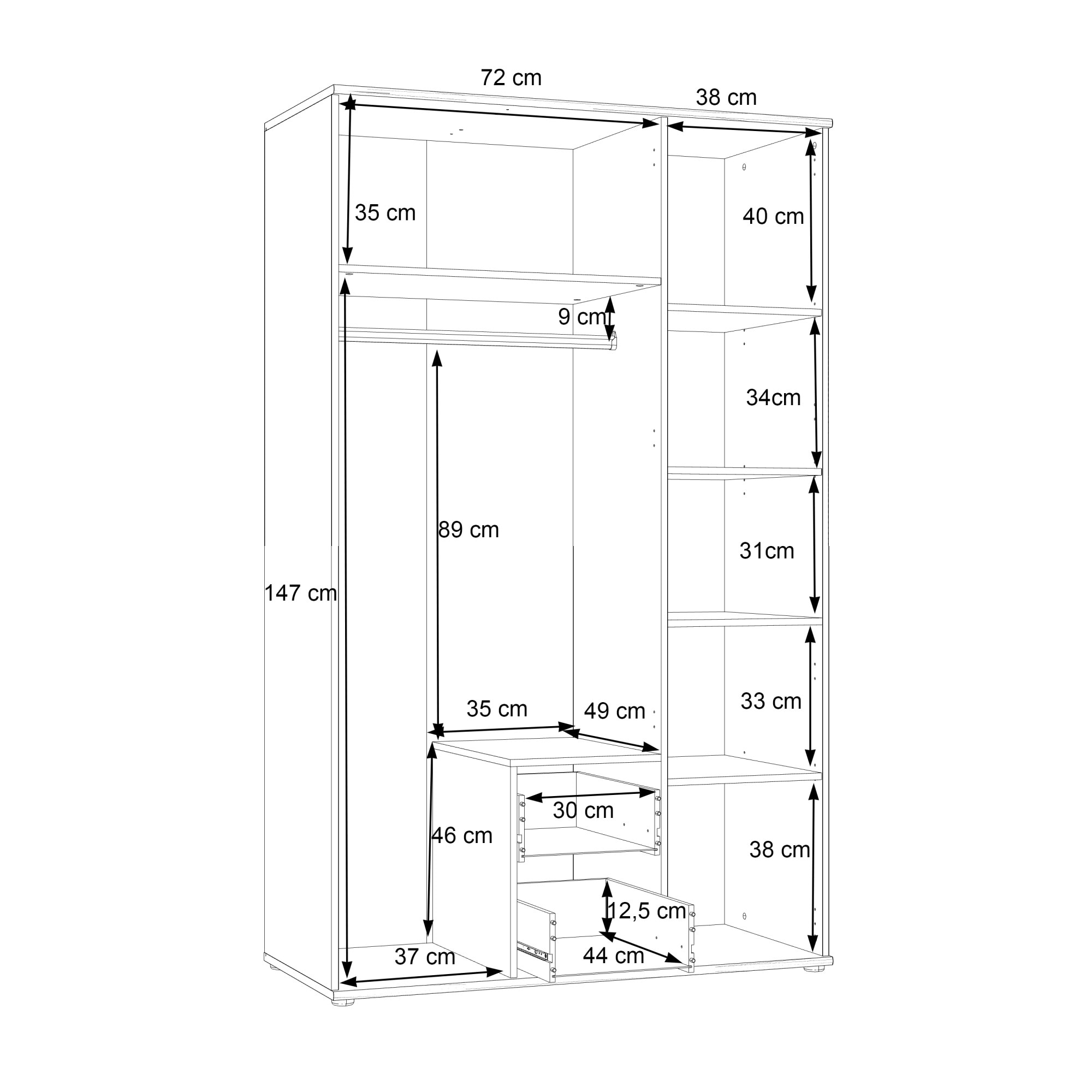 Dulap Forte Emily, dimensiuni 114.6x 187.9x 52.7, culoare beton optic ...