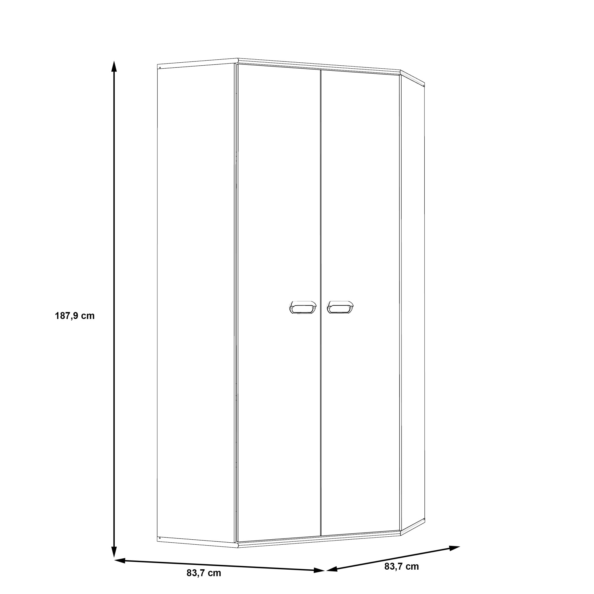 Dulap de colt Forte Emily, dimensiuni 83.7x 187.9x 83.7, culoare beton ...