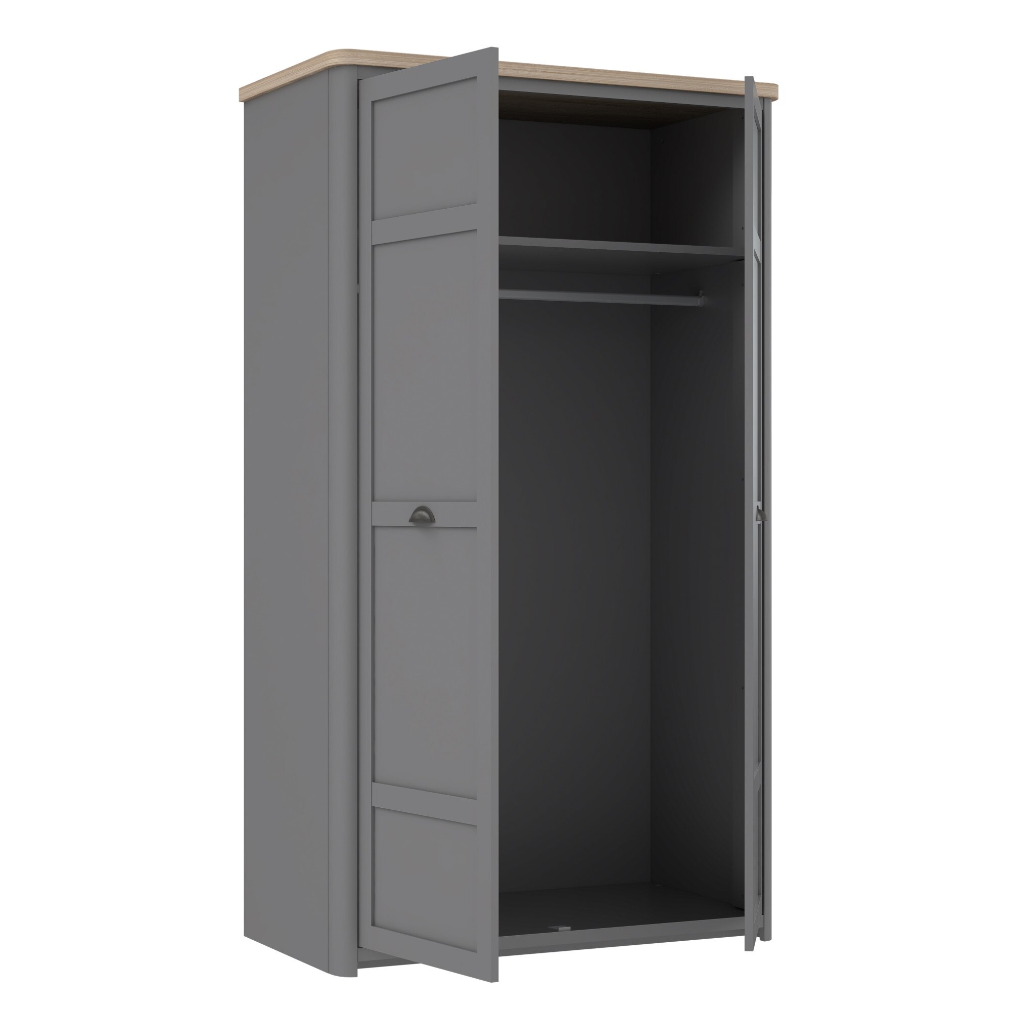 Dulap Forte Genoa, dimensiuni 110.3x 195.3x 59.4, culoare gri mat ...