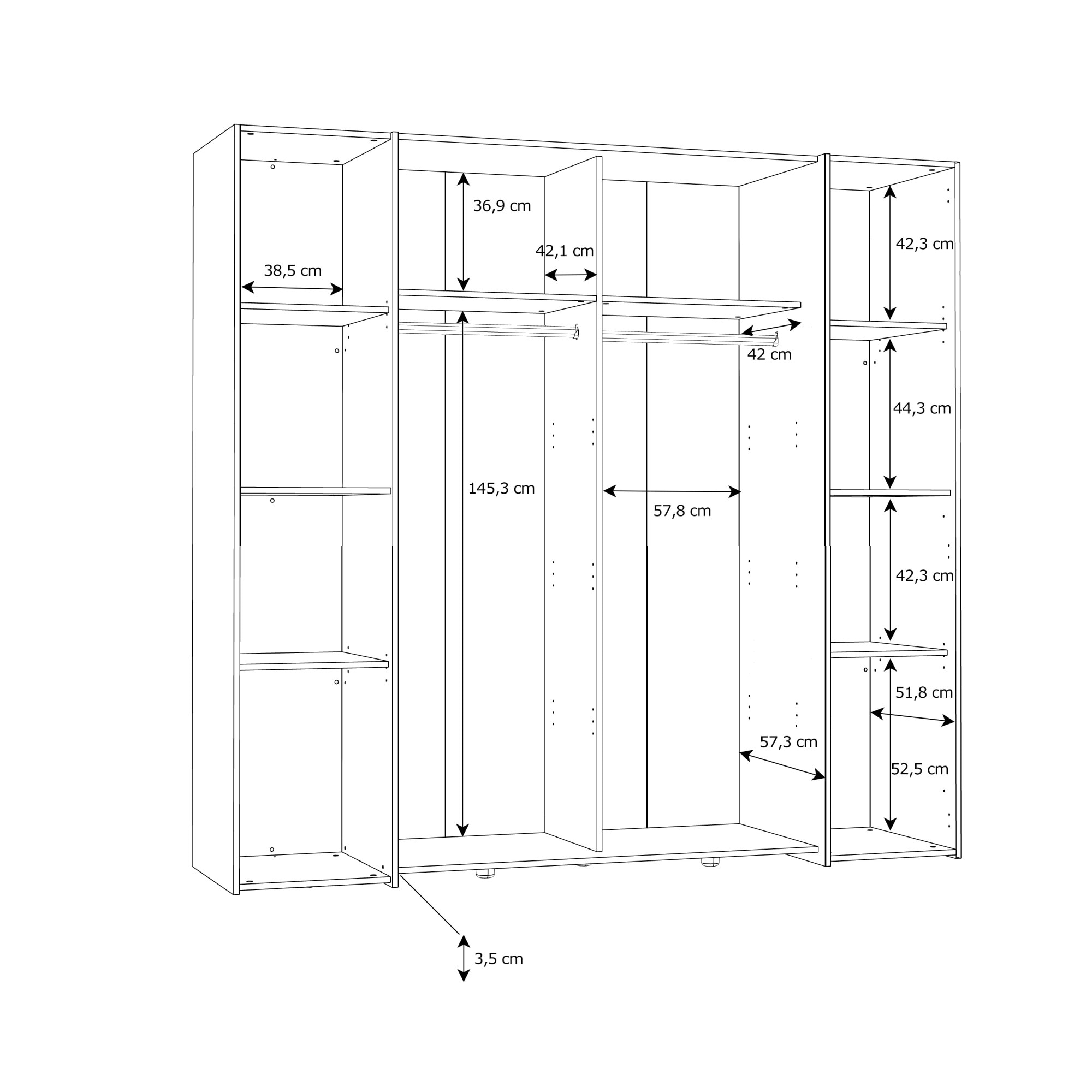 Dulap Kring Retro, dimensiuni 200x190x61.6 cm, culoare vintage, 4 usi ...