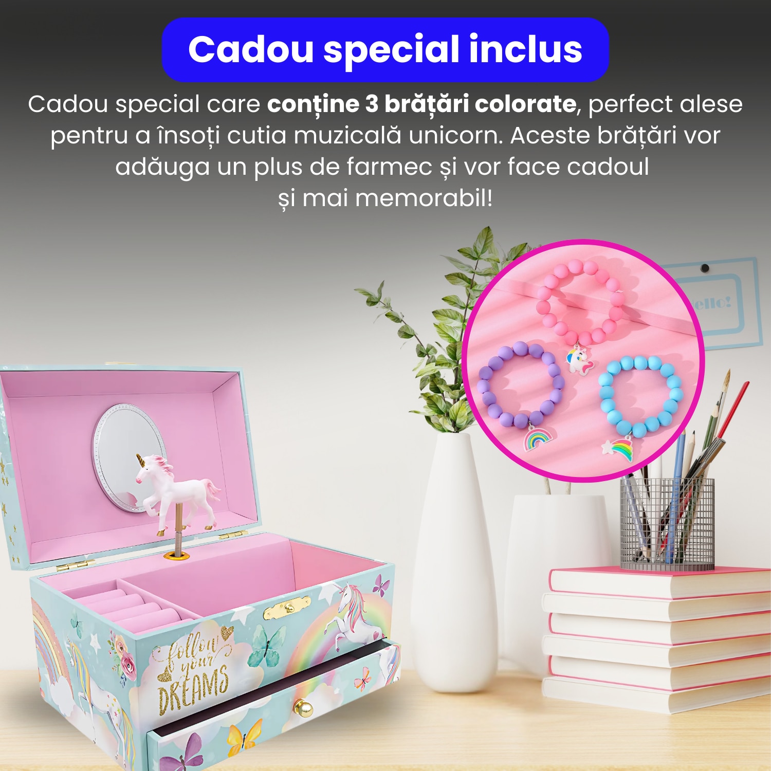 Cutie Muzicala, BRAGUS, Cutie Magica Muzicala cu Unicorn Rotativ, Cutie ...