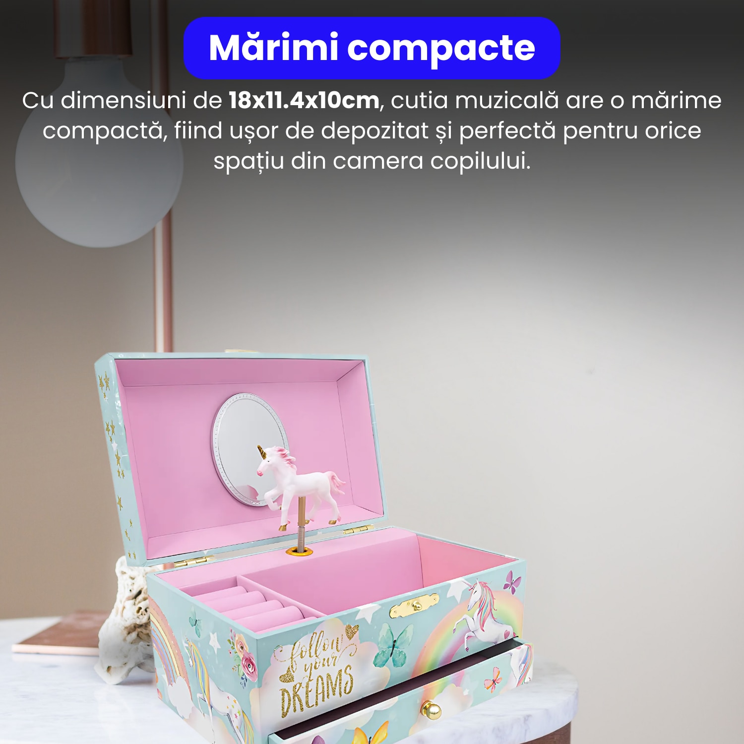 Cutie Muzicala, BRAGUS, Cutie Magica Muzicala cu Unicorn Rotativ, Cutie ...