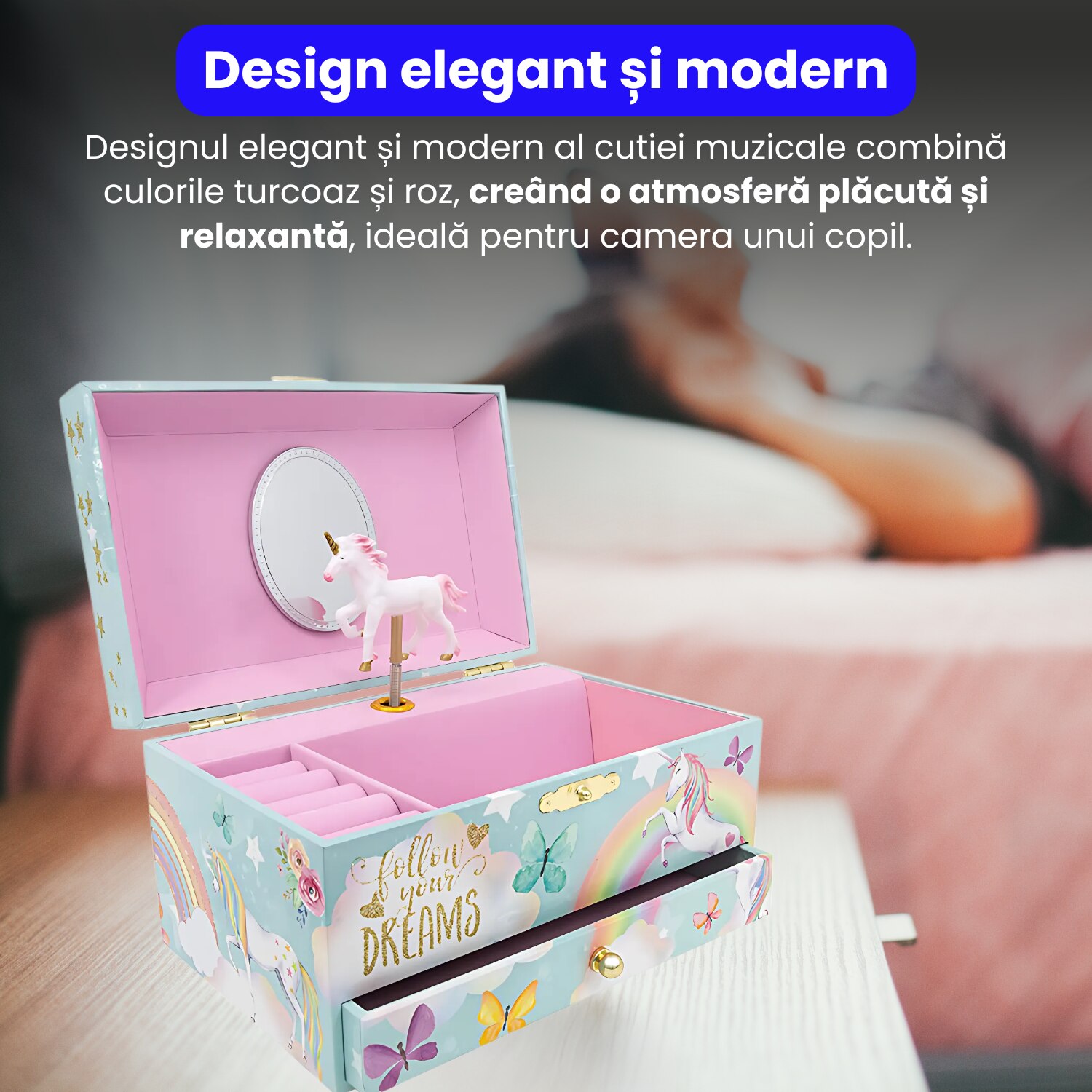 Cutie Muzicala, BRAGUS, Cutie Magica Muzicala cu Unicorn Rotativ, Cutie ...
