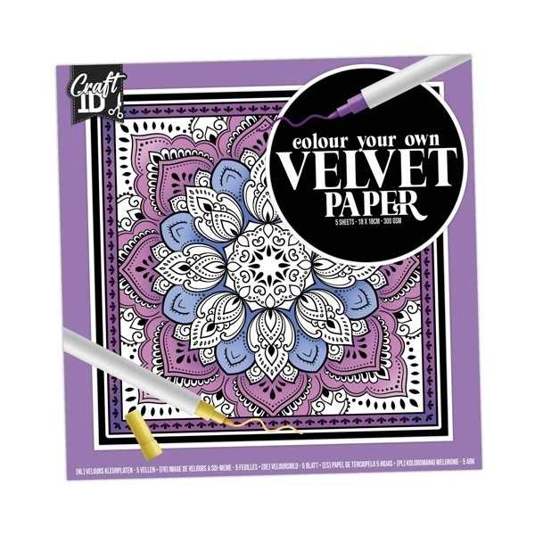 Set pictura 5 planse de colorat catifelate Velvet Paper Flori 18x18cm ...