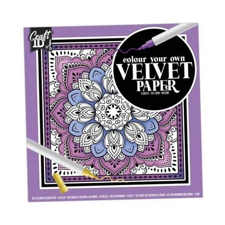 Set pictura 5 planse de colorat catifelate Velvet Paper Flori 18x18cm ...