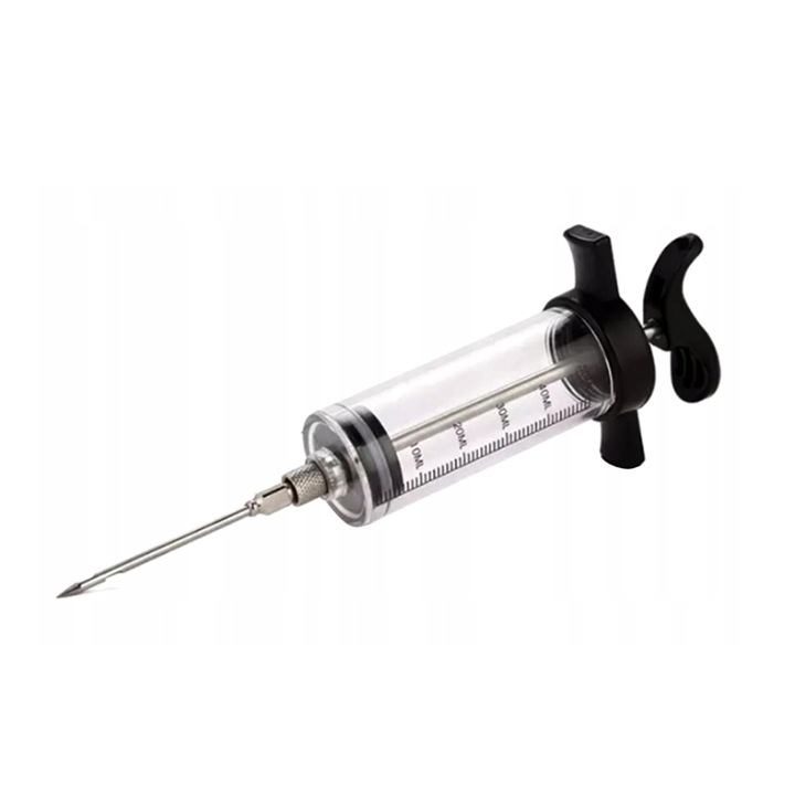 Seringa pentru marinat si injectat carne, 50ml, 3 ace, plastic si inox ...