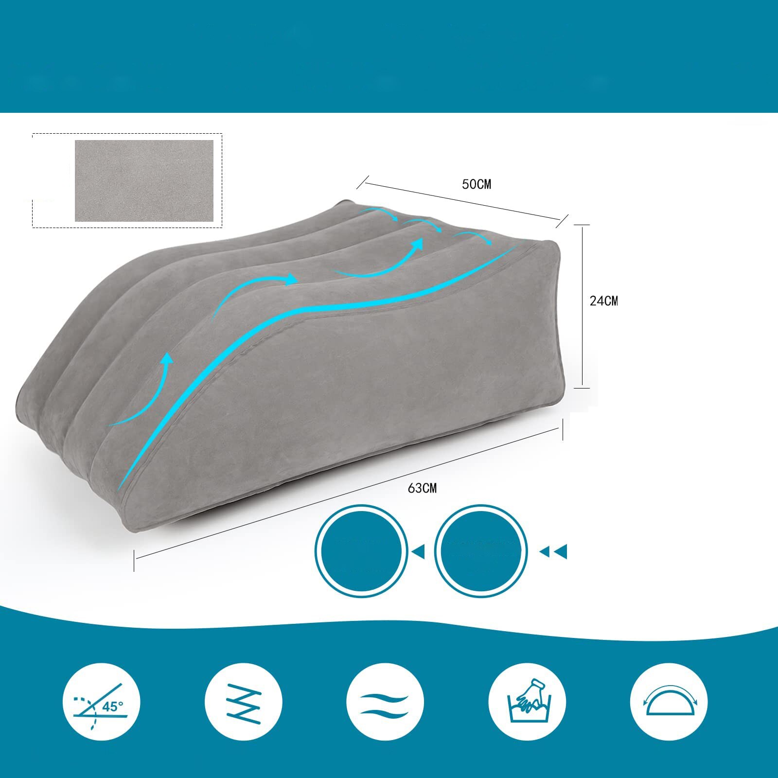 Perna ortopedica pentru picioare, Sundiguer, PVC, 63x50x24 cm, Gri ...