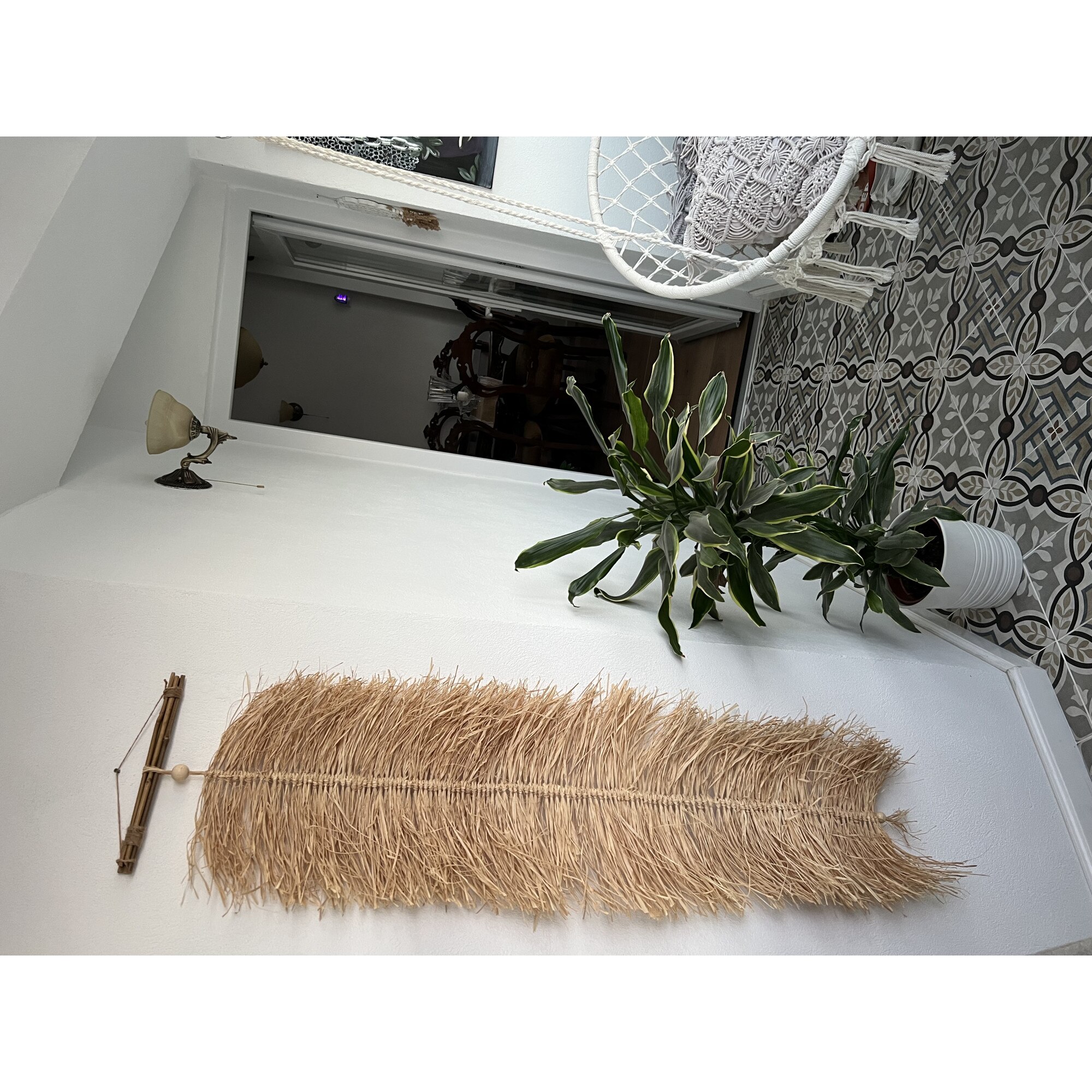 Decoratiune perete din rafie natur, 120 cm/33 cm - eMAG.ro