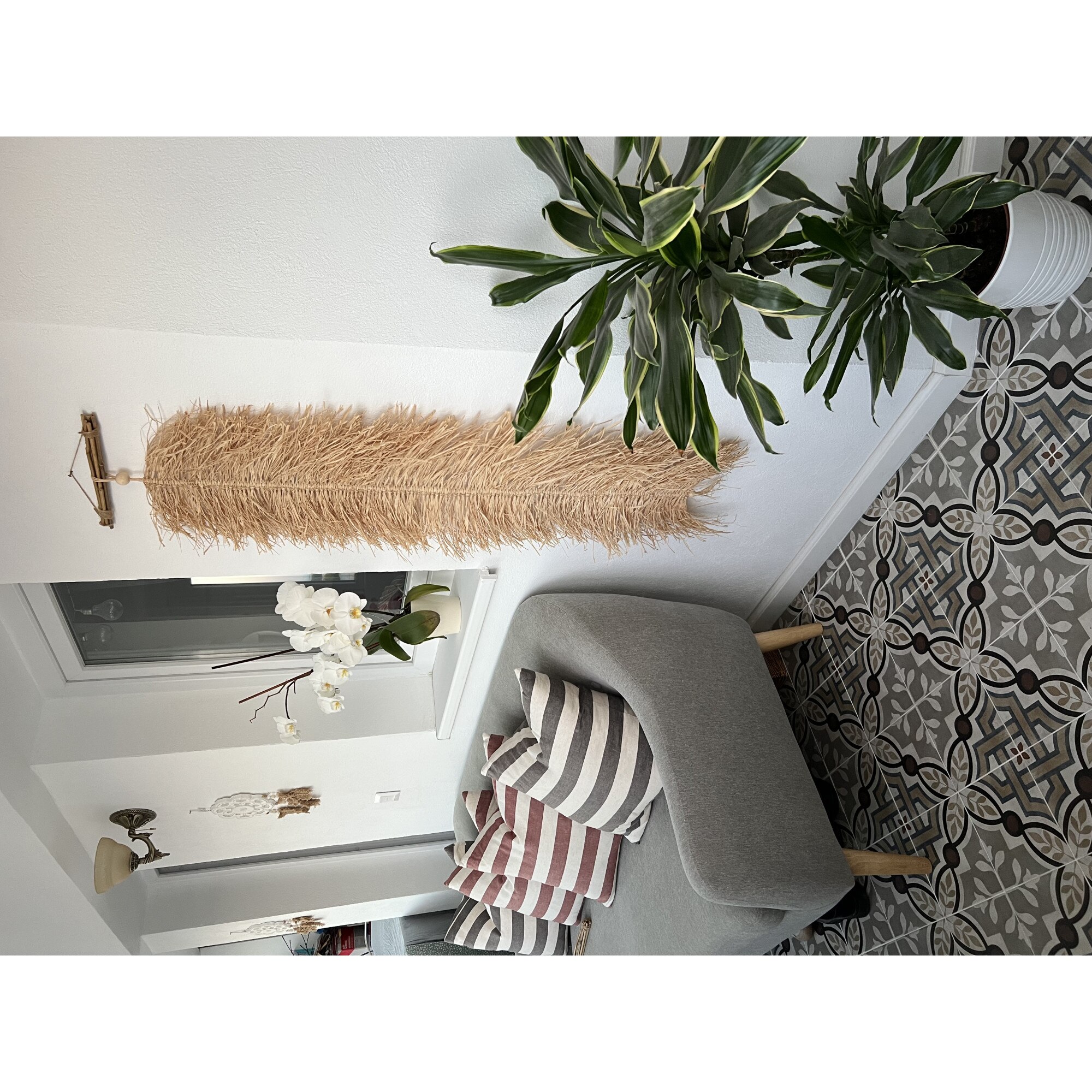 Decoratiune perete din rafie natur, 120 cm/33 cm - eMAG.ro