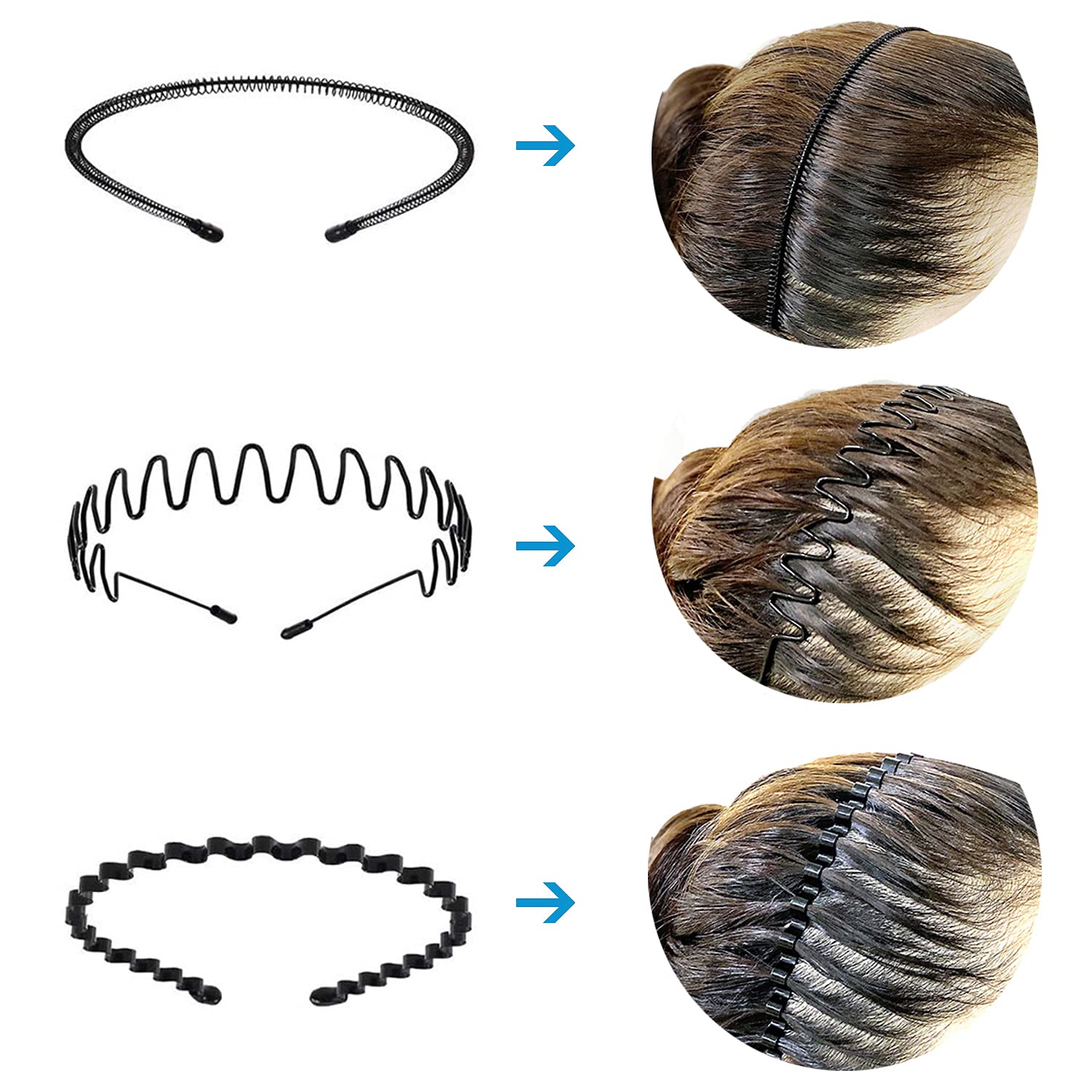 Set 10 bentite de par, JENUOS®, Unisex, Metal, elastic, Negru - eMAG.ro