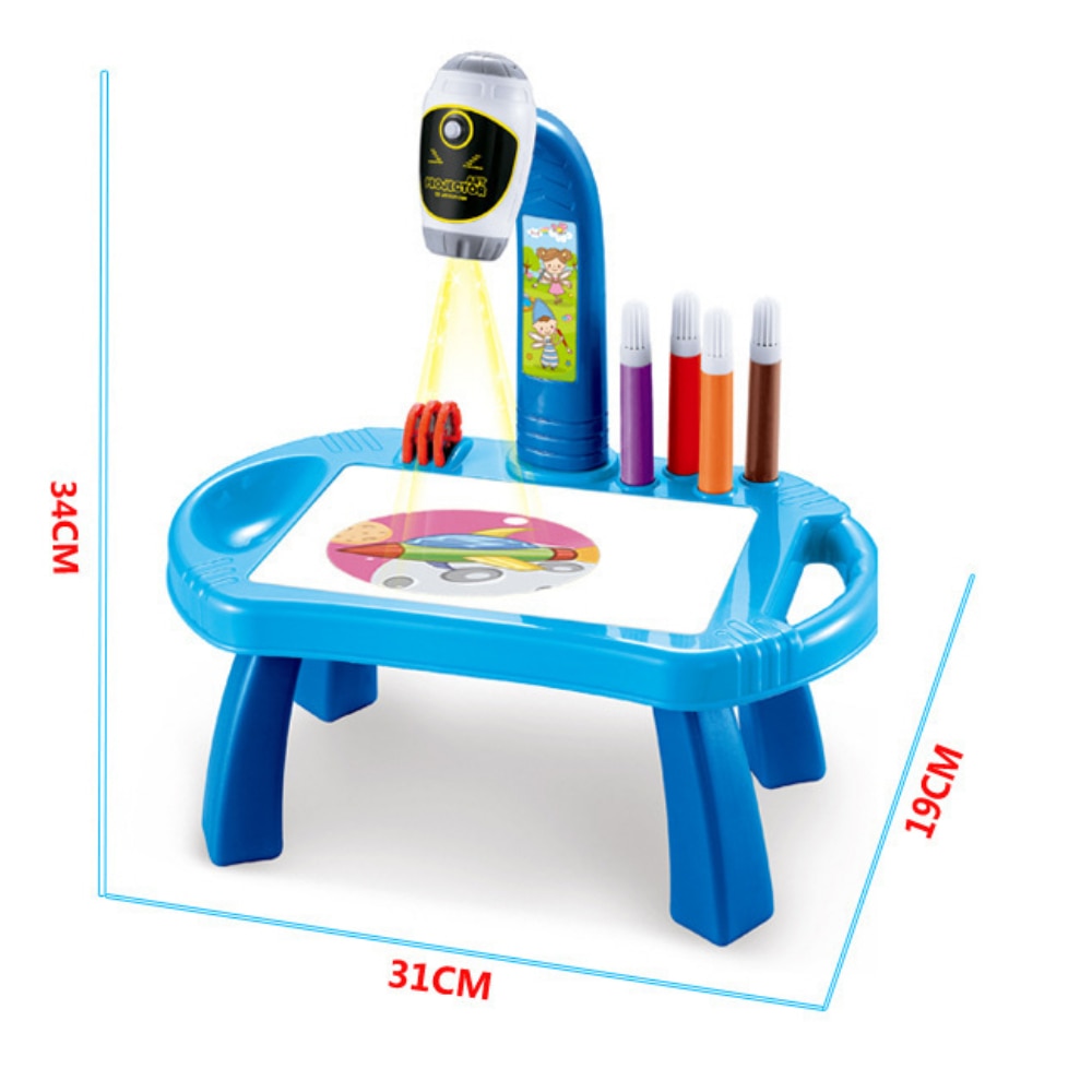 Jucarie educationala tip tabla, masuta de desenat cu proiector, cu ...