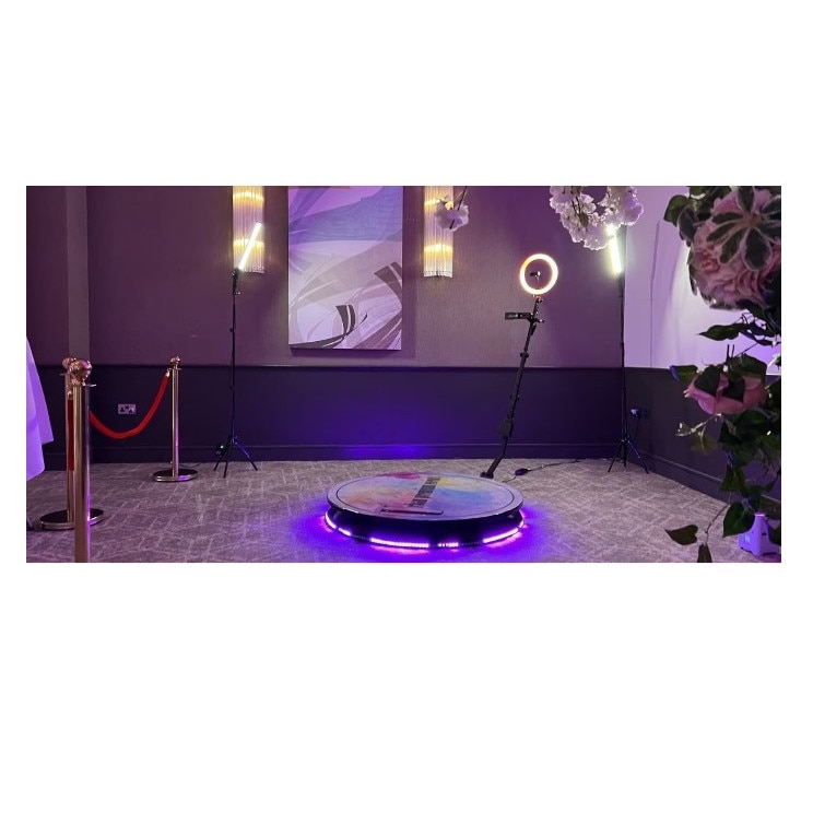 Platforma foto-video rotunda, Selfie 360, brat rotativ, led RGB, pentru ...