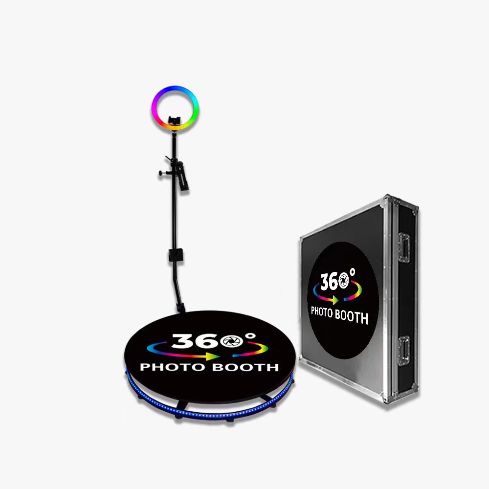 Platforma foto-video rotunda, Selfie 360, brat rotativ, led RGB, pentru ...