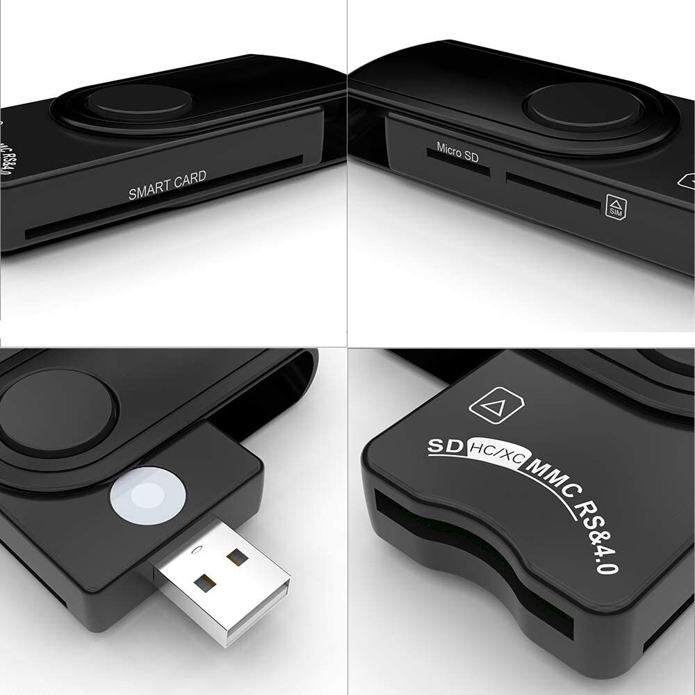 Cititor de carduri, 4 porturi, USB, Negru - eMAG.ro