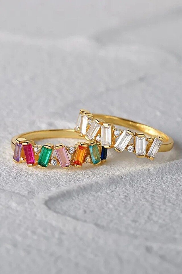 Inel argint colorat placat cu aur Multicolor - eMAG.ro