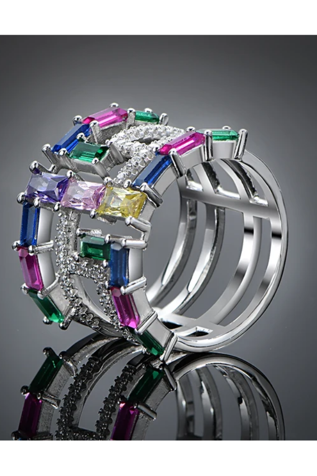 Inel lat argint colorat Glamour - eMAG.ro
