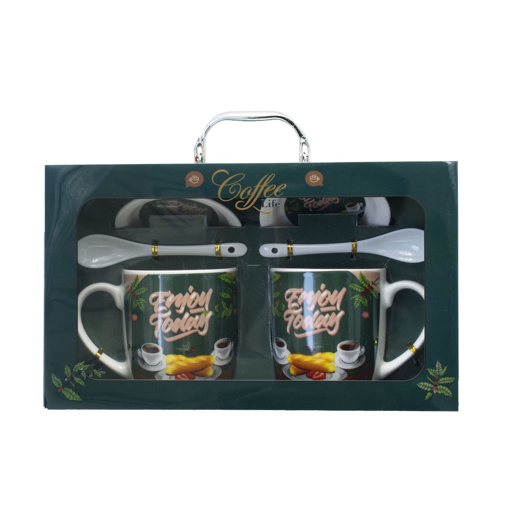 Set cani cafea de 2 persoane, Enjoy Today, Portelan, 300 ml - eMAG.ro