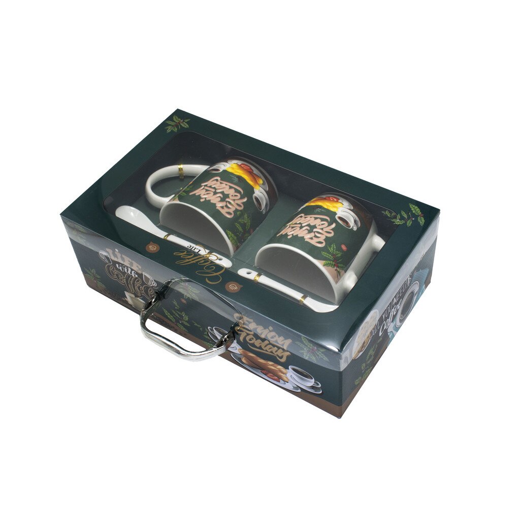 Set cani cafea de 2 persoane, Enjoy Today, Portelan, 300 ml - eMAG.ro