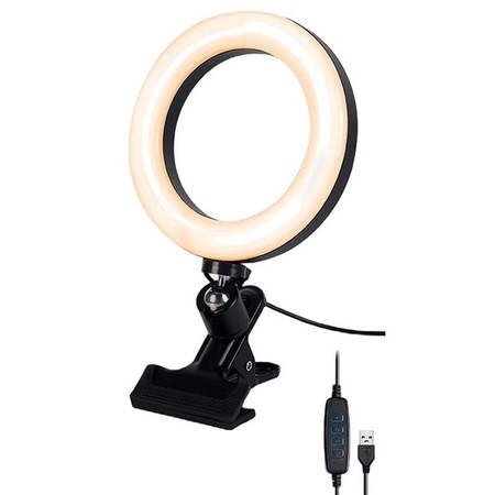 Lampa LED pentru streaming, USB, 6 moduri, 16 cm, Negru - eMAG.ro