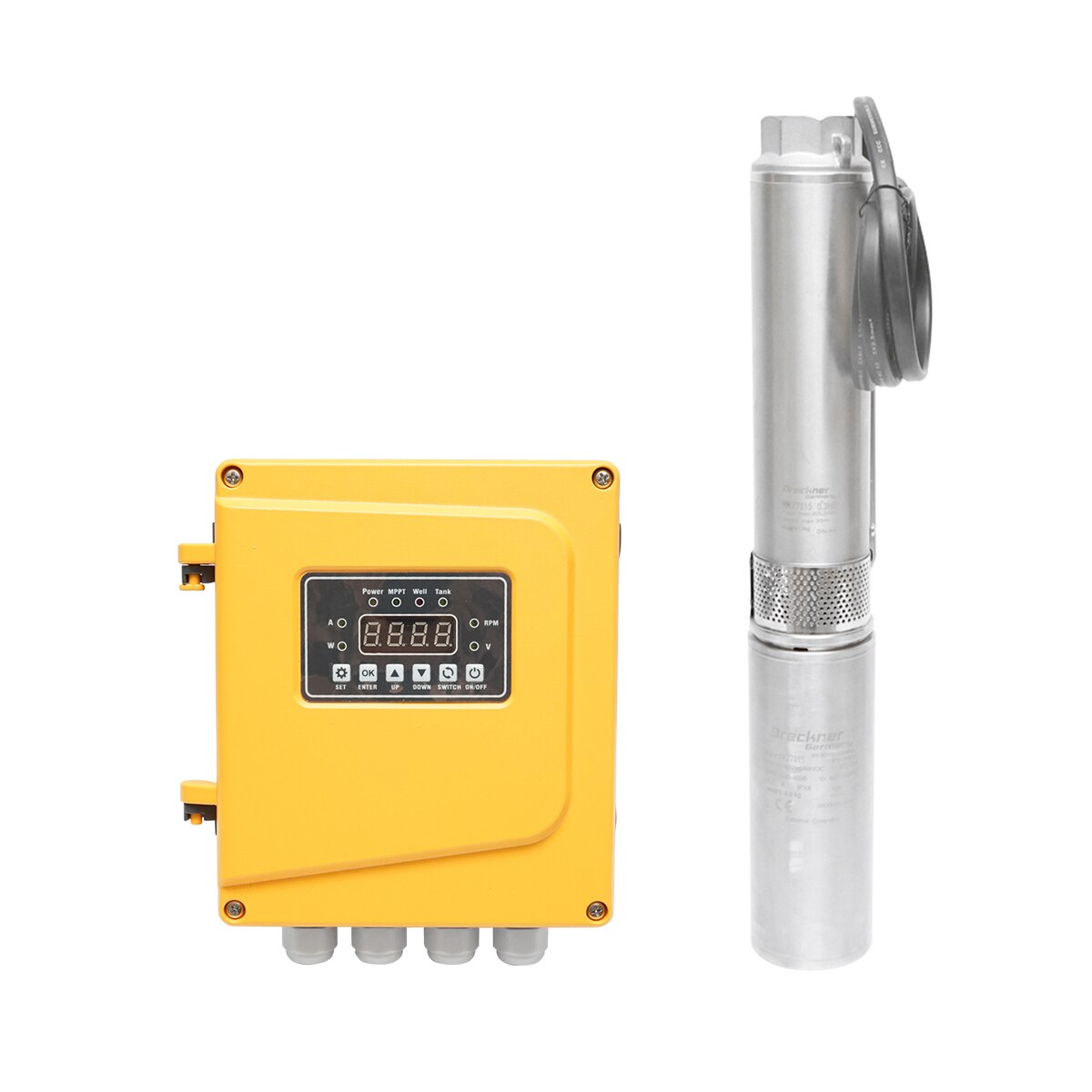 Pompa apa submersibila 300W, 48V debit 2.4m3/h, D75mm cu controller ...