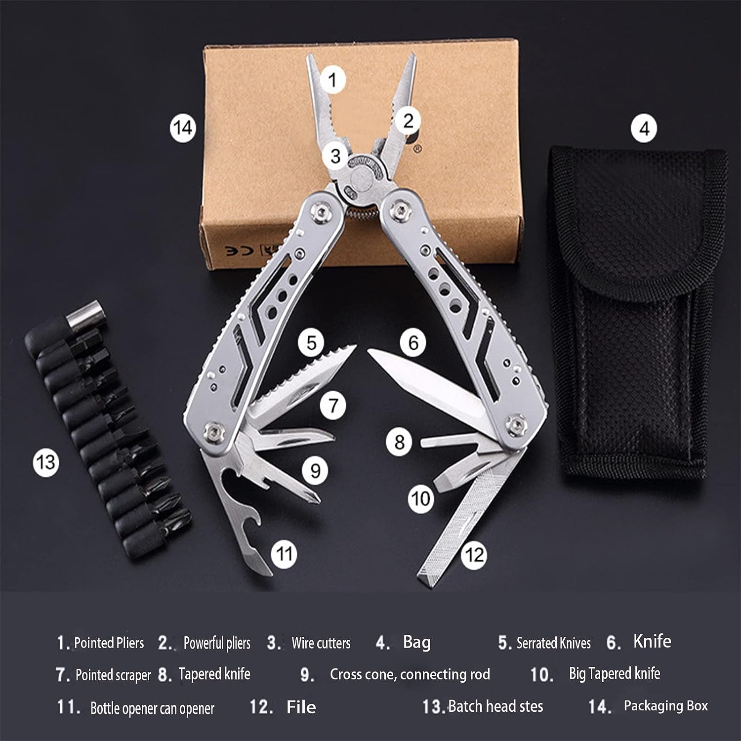 Многофункционални клещи 24 в 1, JENUOS®, сгъваеми, Неръждаема стомана ...