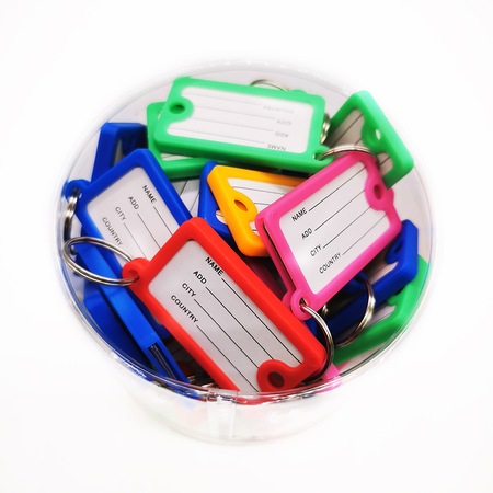 Set 36 brelocuri multicolore pentru chei, inscriptionabile pe ambele ...