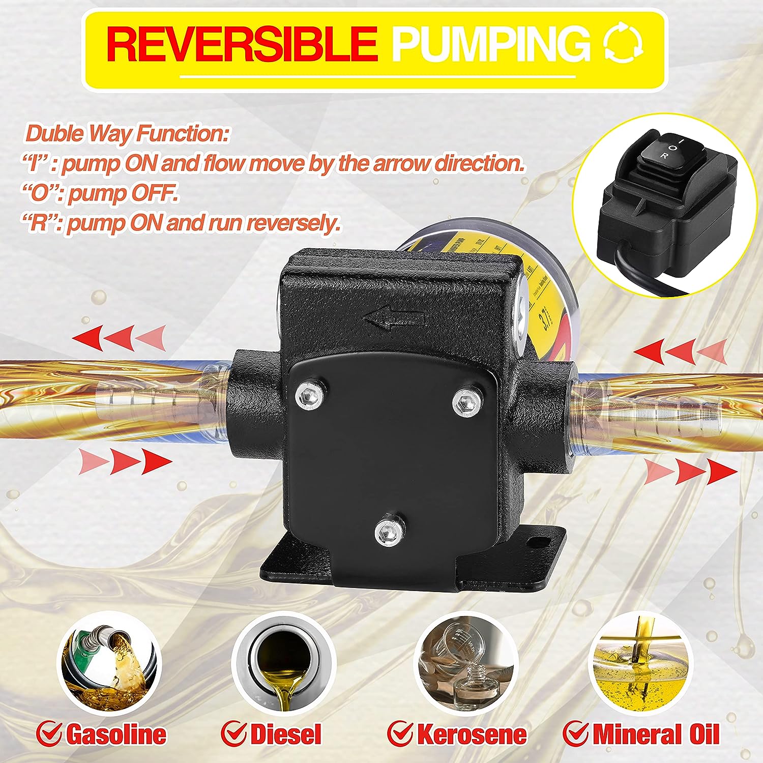 Pompa transfer benzina tensiune 12v 40l/minut - eMAG.ro
