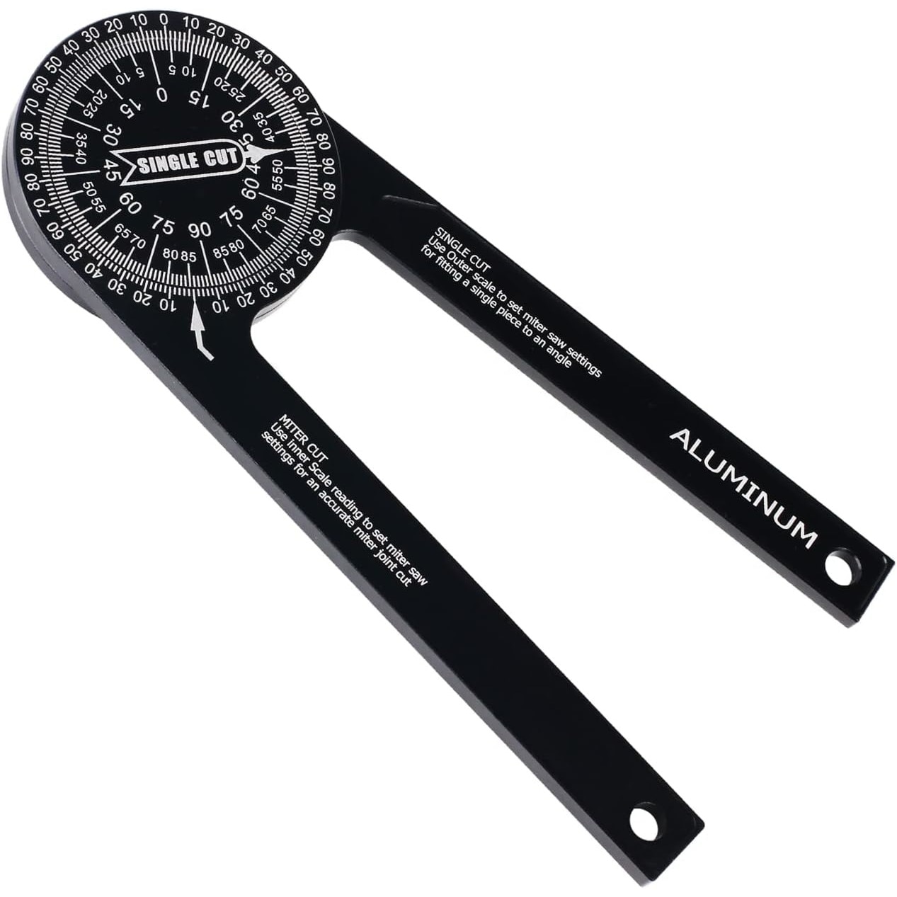 Raportor tamplarie, Aluminiu, 360 grade, 18 x 6 cm, Negru - eMAG.ro