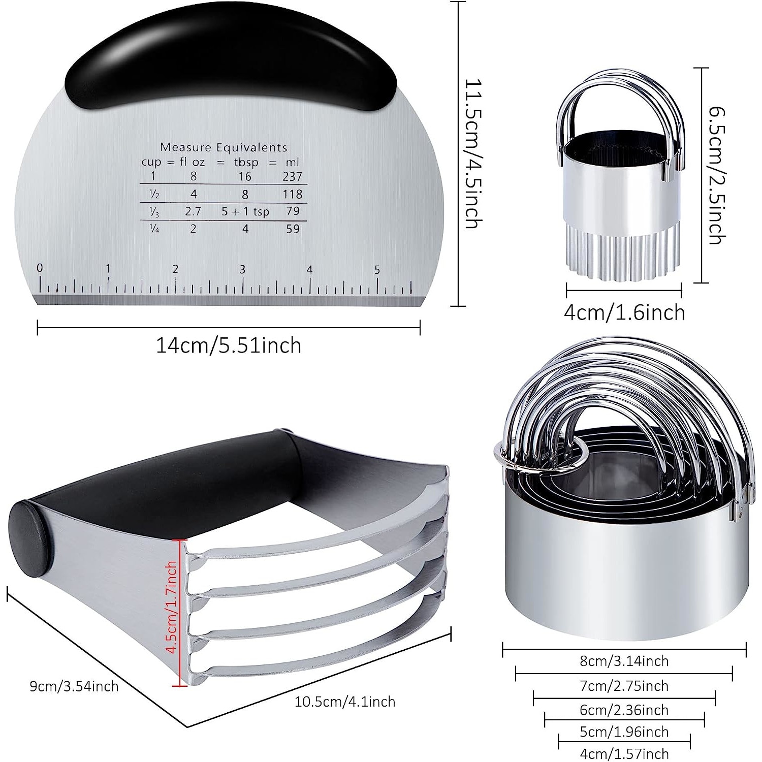 Set 8 ustensile forme prajituri, Inox, Argintiu - eMAG.ro