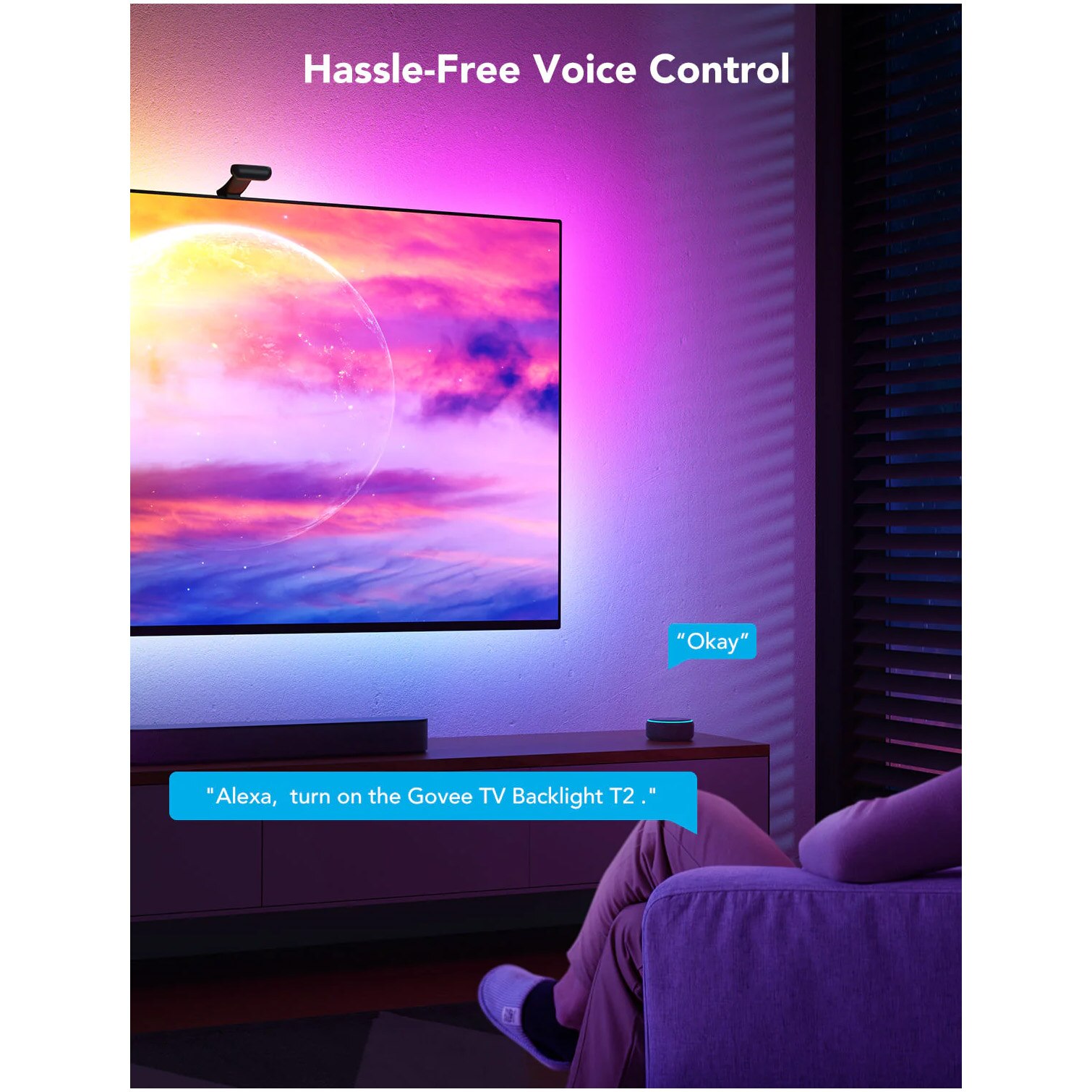 Banda LED RGBIC inteligenta pentru TV Govee H605C Envisual TV Backlight ...