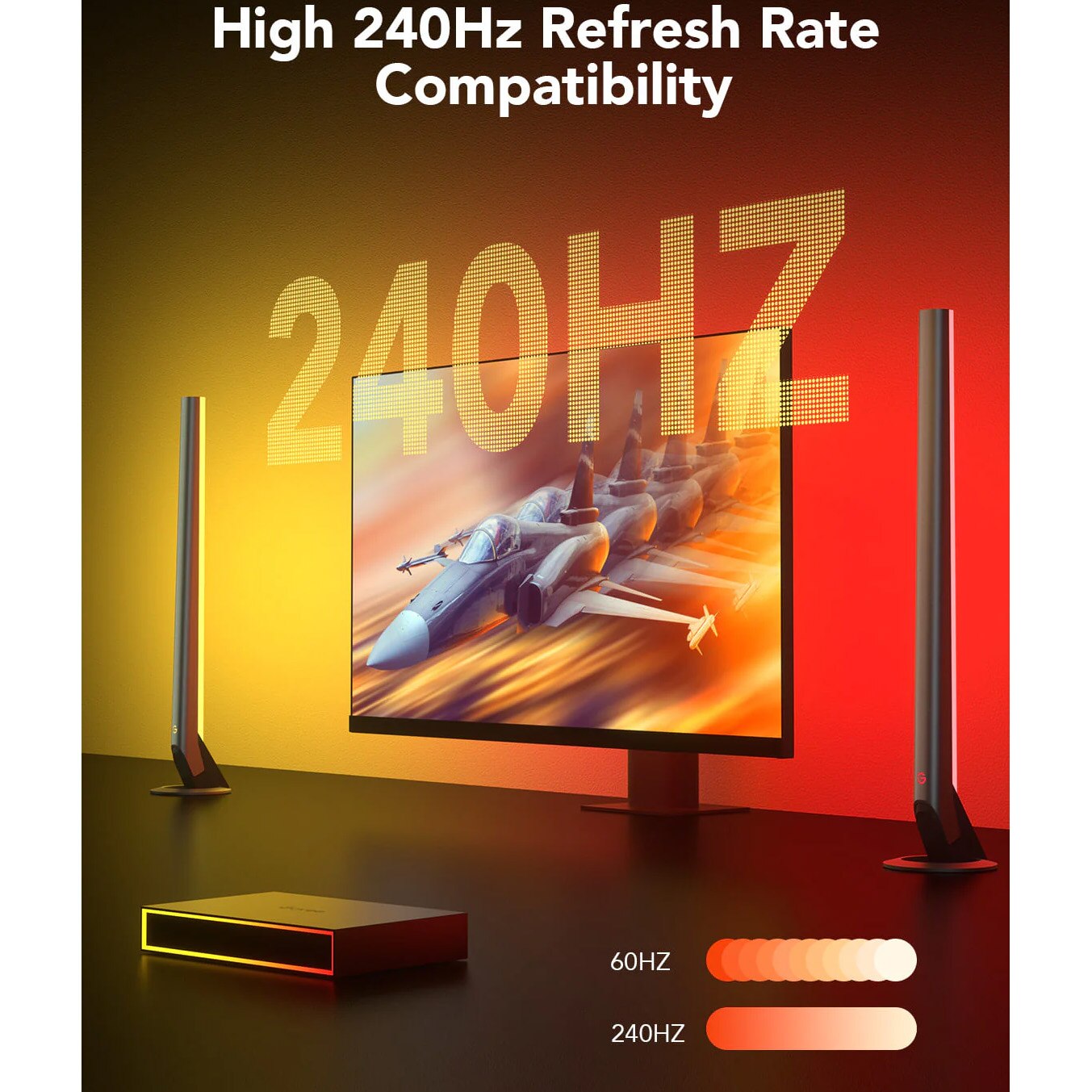 Set Banda LED RGBIC + 2 Lampi LED RGBIC + Sync Box Govee H6601 AI ...