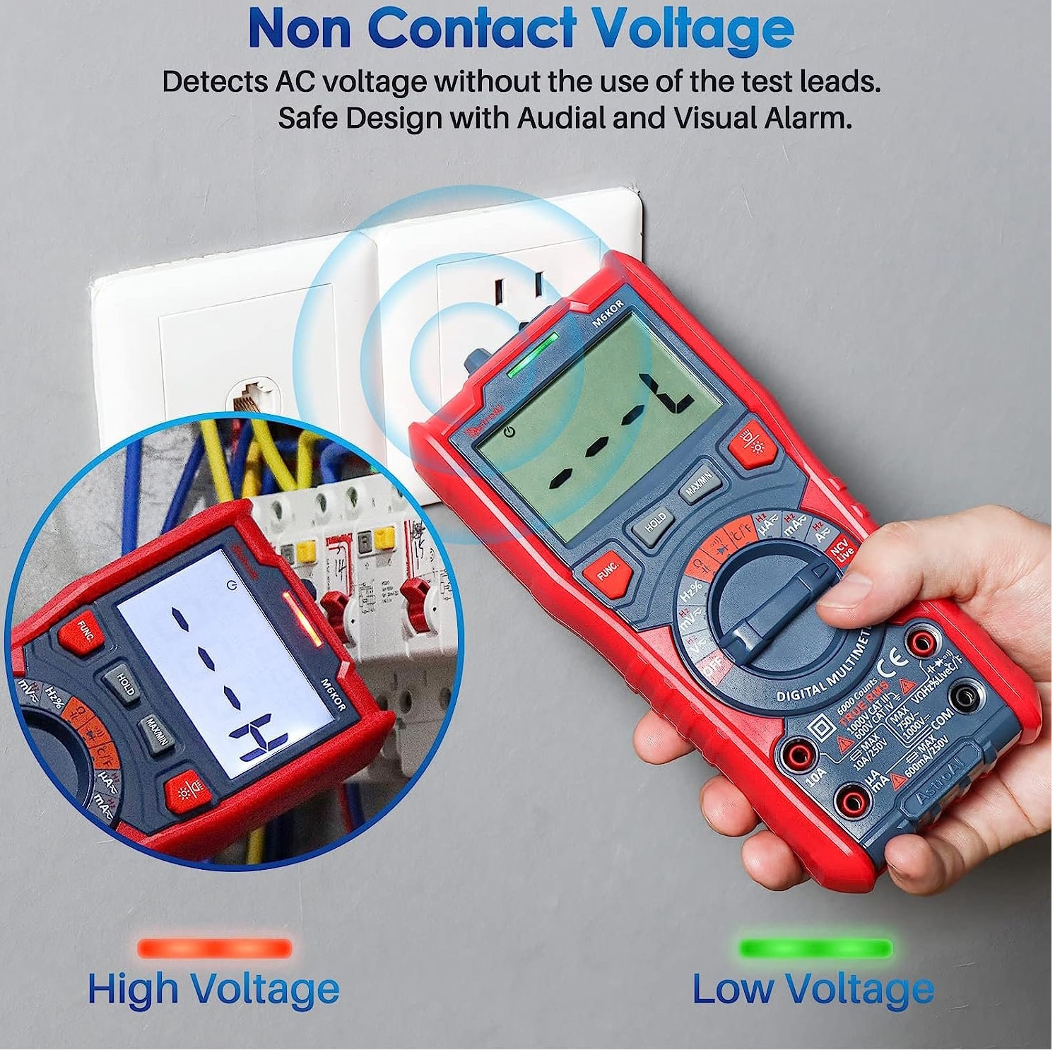 Multimetru digital AstroAI M6KOR, TRMS 6000, Voltmetru cu testare ...