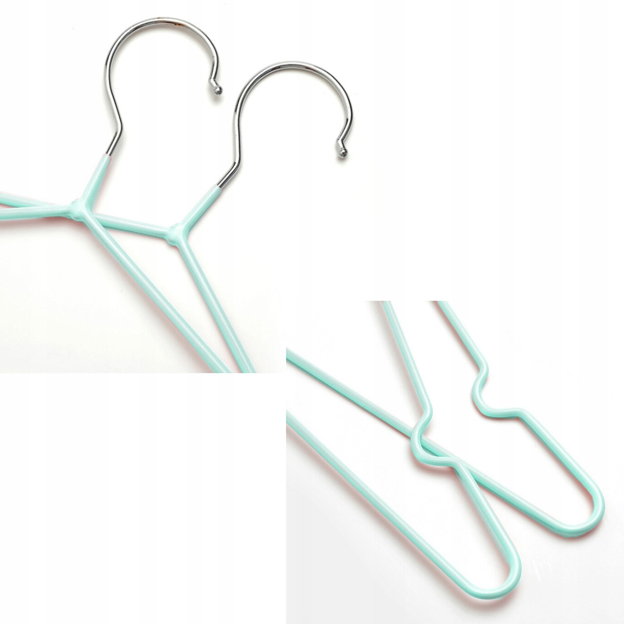 Set de 20 de umerase pentru haine, Lukoss, PVC, 40 cm, Menta/Argintiu ...