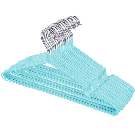 Set de 20 de umerase pentru haine, Lukoss, PVC, 40 cm, Menta/Argintiu ...