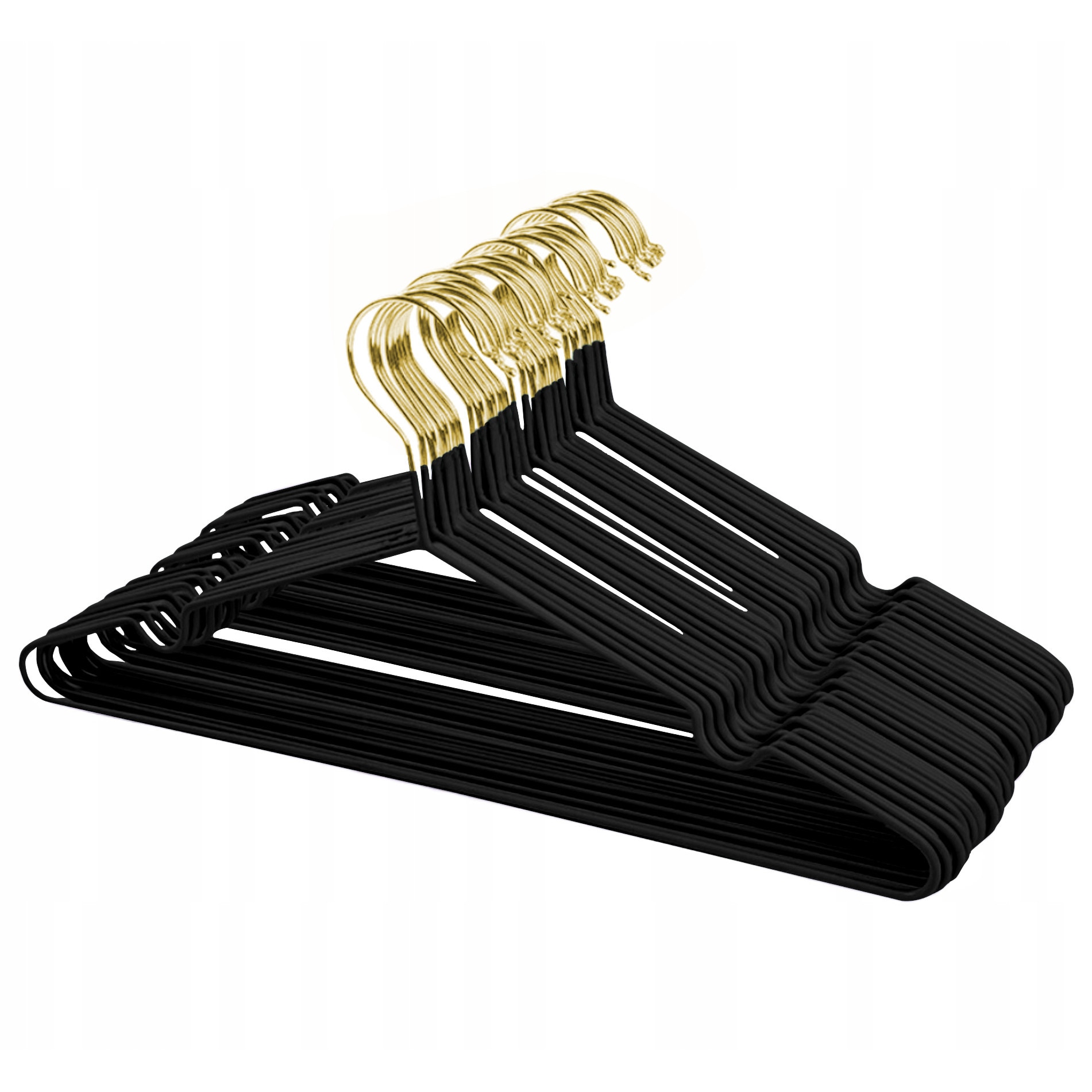 Set de 20 de umerase pentru haine, PVC, Negru/Auriu, 40 cm - eMAG.ro