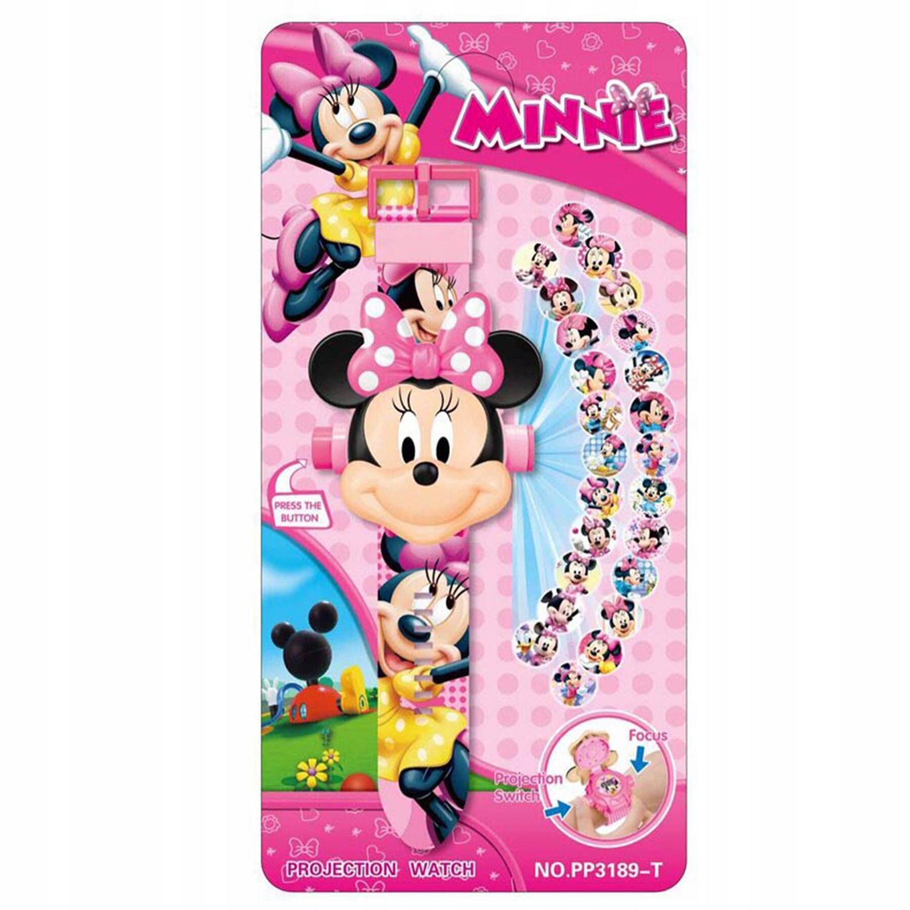 Ceas 3D cu proiector pentru copii, Minnie, Plastic, 22 cm, Multicolor ...