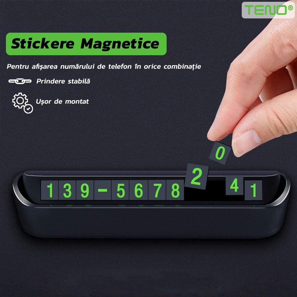 Suport Auto Numar de Telefon Teno®, stickere magnetice, pentru bord ...