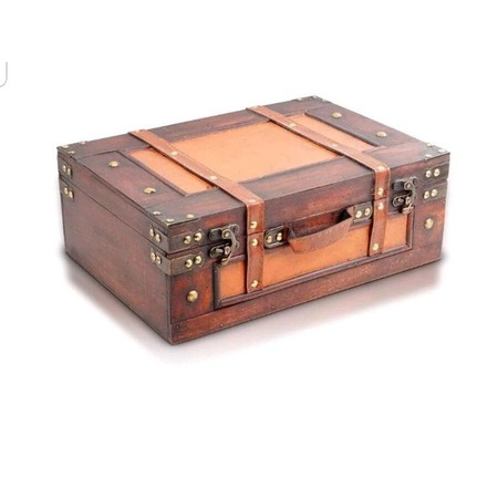 Cufar pirati BRYNNBERG pentru comori, Lemn, 38x27x14cm, Vintage ...