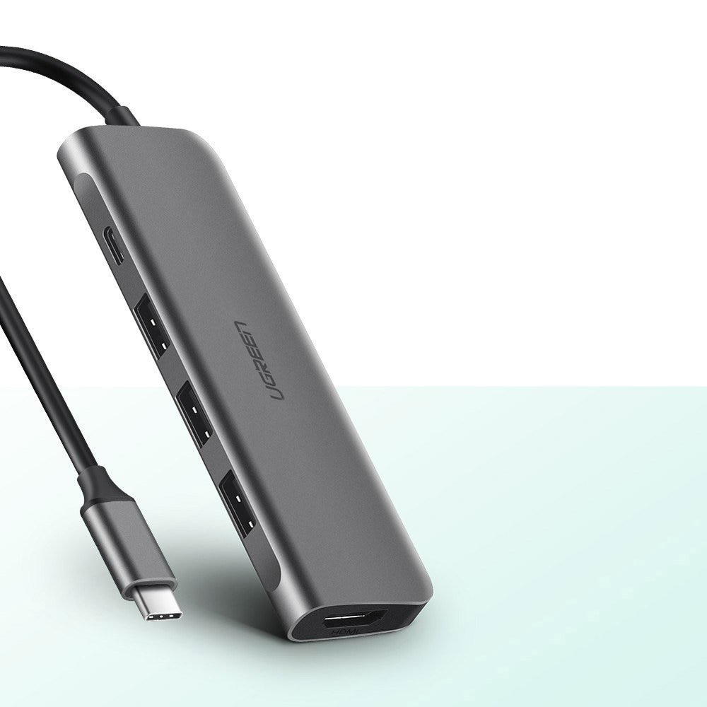 Хъб Type-C към 3xUSB 3.0, HDMI, Type-C PD100W, 4k@30Hz, X1152, сив ...