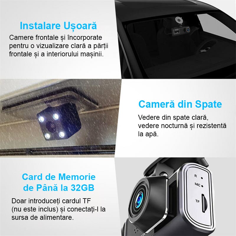 Camera Auto de Bord, 3 Camere FULL HD 1080P, Display 2 inch, Night ...